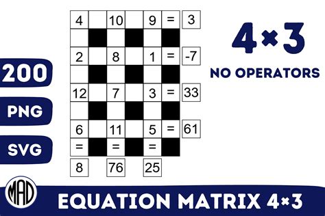 Equation Matrix No Operators 4×3 Grid Graphic By Marina Art Design