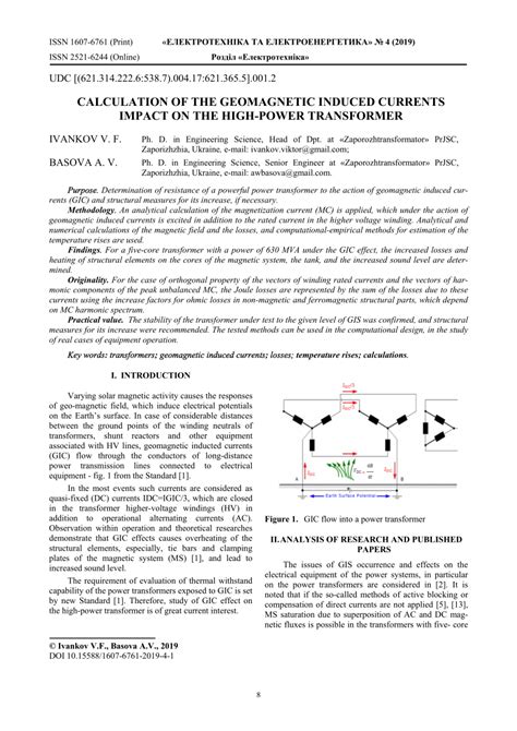 Pdf Calculation Of The Geomagnetic Induced Currents Impact On The High Power Transformer