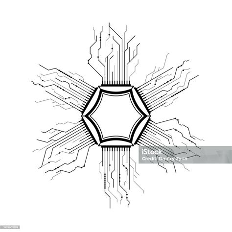 추상 검정 간단한 선 Cpu 컴퓨터 기술 낙서 윤곽 선 요소 벡터 디자인 스타일 스케치 흰색 배경 일러스트레이션에 격리 0명에