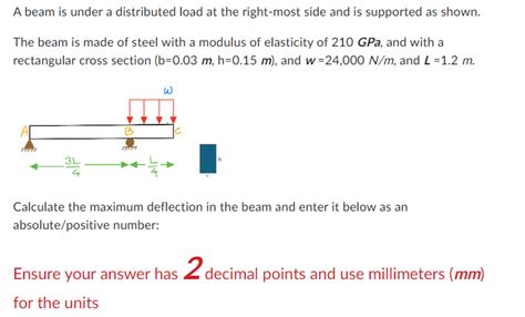 A Beam Is Under A Distributed Load At The Right Most Chegg Com