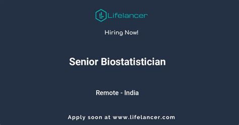 Lifelancer On Linkedin Senior Biostatistician Remote Job Cytel