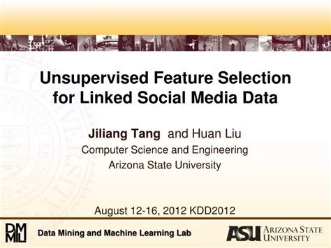 Ppt Unsupervised Feature Selection For Linked Social Media Data