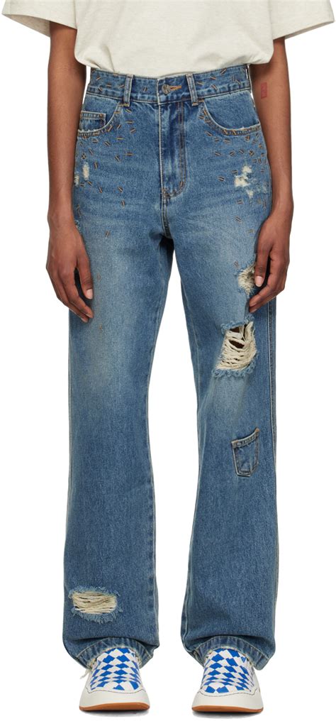 Blue Bart Jeans By Ader Error On Sale