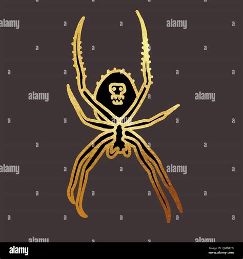 Illustration Of A Spider Golden Linear Graphics On A Dark Background