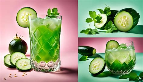 Refreshing Cucumber Juice Cocktail Premium Ai Generated Image