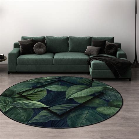 Exotic Leaf Area Rug Botanical Leaves Rug Plant Paradise Non Slip