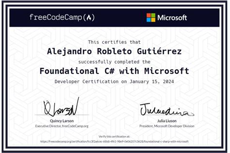 Csharp Microsoft Dotnet Freecodecamp Alejandro Robleto Gutiérrez