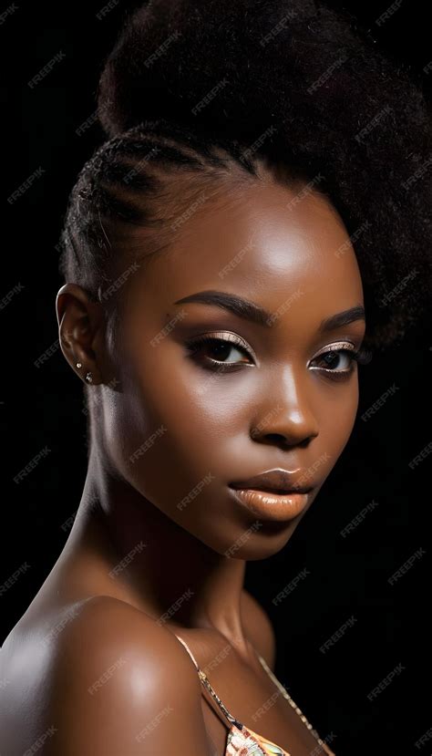Premium Photo Beautiful African Fashion Model Young Woman On A Black Backgroun