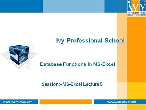 Webinar On Database Functions In Ms Excel Youtube