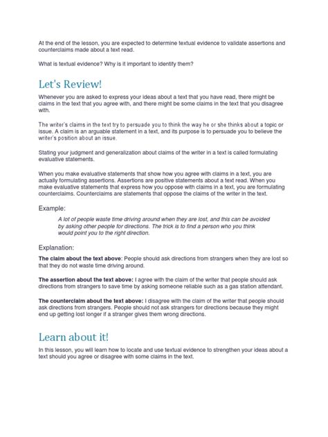 Determining Textual Evidence Pdf Predation Writers