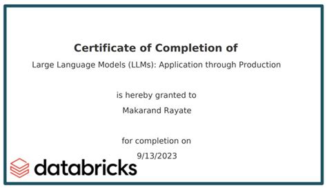 Makarand Rayate On Linkedin Llm Ai Nlp Databricks Certification