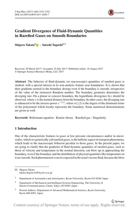 Gradient Divergence Of Fluid Dynamic Quantities In Rarefied Gases On Smooth Boundaries Request Pdf