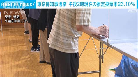 都知事選 午後2時の推定投票率2310％ 前回比24ポイントアップ