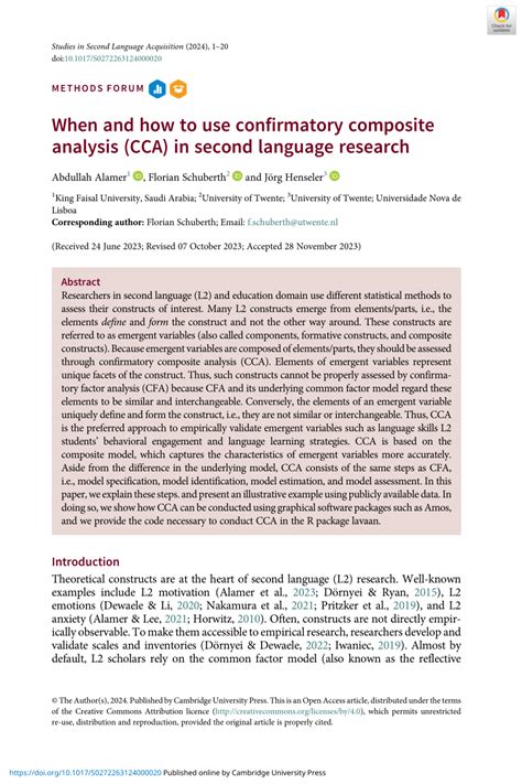Pdf When And How To Use Confirmatory Composite Analysis Cca In