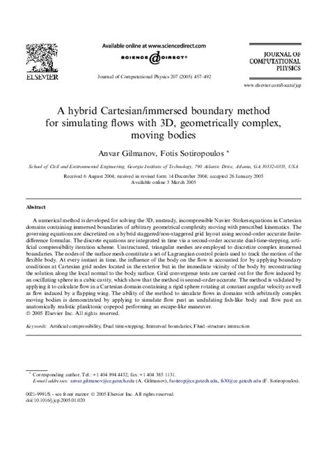 pdf a hybrid cartesian immersed boundary method for simulating flows with 3d geometrically