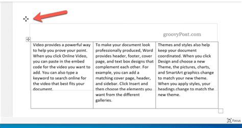 How To Move A Table In Word