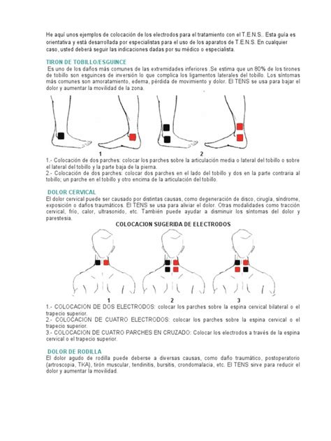 Colocación De Electrodos Tens Para Tobillo Pdf Tobillo Dolor