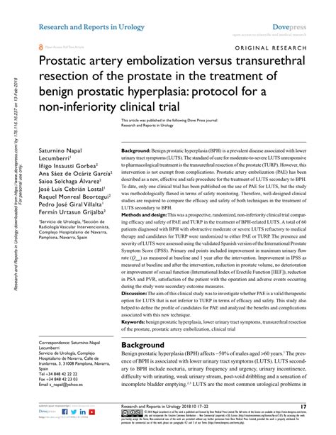Pdf Prostatic Artery Embolization Versus Transurethral Resection Of The Prostate In The