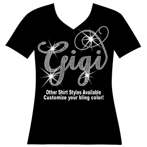 Cursive Gigi Rhinestone Mega Bling Shirt Mothers Day T Promoted To