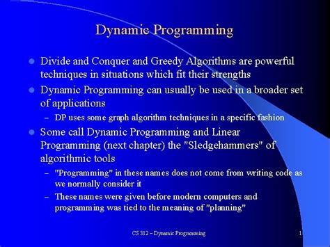 Dynamic Programming Divide And Conquer And Greedy Algorithms