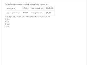 Answered Marian Company Reported The Following Items For The Month Of
