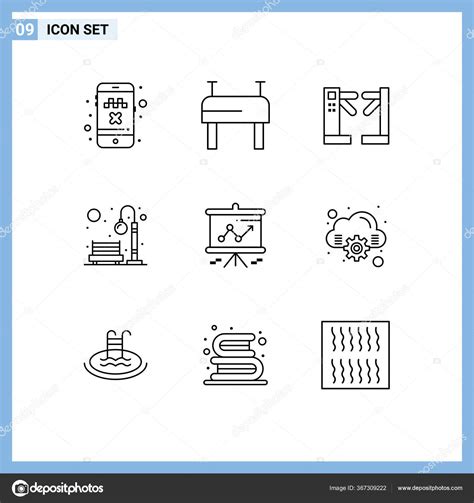 Modern Set Outlines Symbols Presentation Chart Turnstiles Light Park Editable Stock Vector By