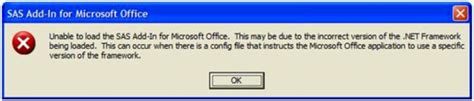 Unable To Load Sas Add In For Microsoft Office Help