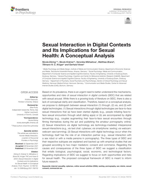 PDF Sexual Interaction In Digital Contexts And Its Implications For Sexual Health A