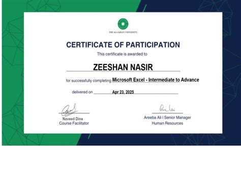 Microsoftexcel Professionaldevelopment Continuouslearning Zeeshan Nasir