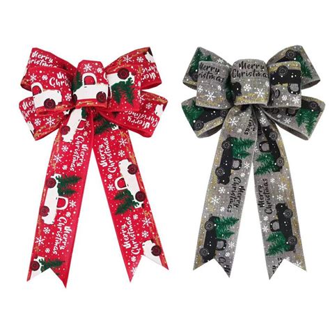 Badu Bg Украса за коледна елха Лен Ръчно изработен червен лък Направи си сам Декорации за