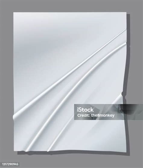 구겨진 종이의 현실적인 흰색 시트 벡터 포스터 모형 주름된 종이 질감의 벡터 일러스트레이션입니다 배경 템플릿 가장자리에 대한 스톡 벡터 아트 및 기타 이미지 Istock