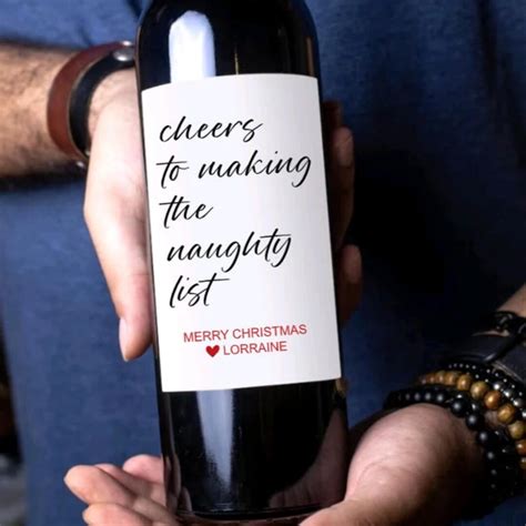 Cheers To The Naughty List Wine Label Christmas Wine Label Hostess T