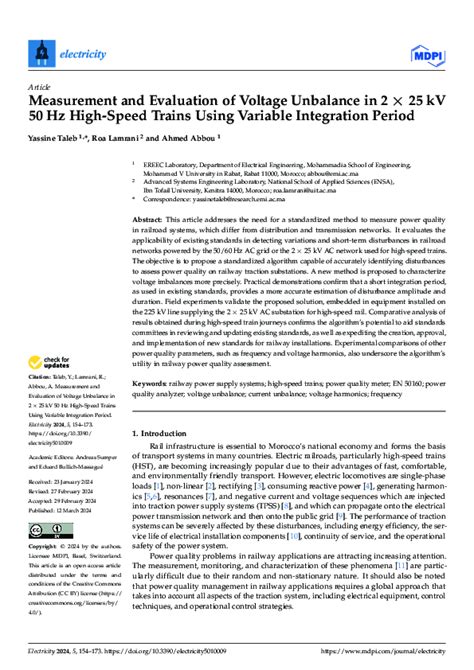 Pdf Measurement And Evaluation Of Voltage Unbalance In 2 × 25 Kv 50 Hz High Speed Trains Using