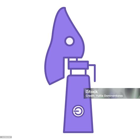 컬러 분무기 아이콘입니다 벡터 일러스트 레이 션 기도에 약을 분사하기 위한 흡입기 의료 기기 치료 폐 질환 개념 건강관리와 의술에 대한 스톡 벡터 아트 및 기타 이미지