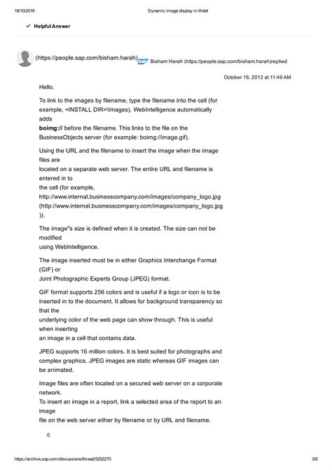 Sap Bobj Webi Dynamic Image Display In Webi Pdf