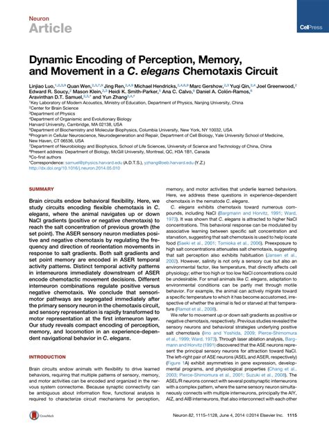 Pdf Dynamic Encoding Of Perception Memory And Movement In A C