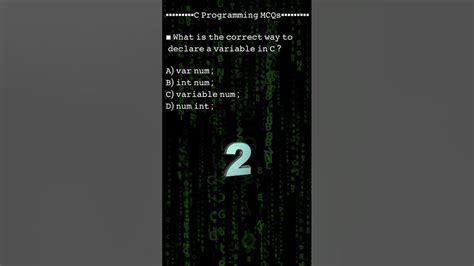 Mcq Variable In C Programming Cprogramming Variables Youtube