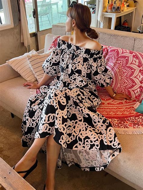 바이감 투웨이 오프숄더 여름 빅사이즈 맥시 휴양지 롱 원피스