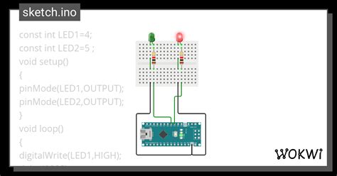 Encendiendo 2 Led Otra Forma Wokwi Esp32 Stm32 Arduino Simulator