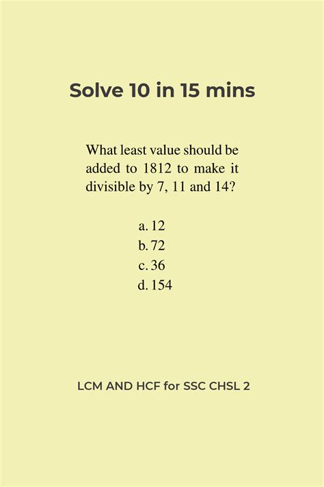 Lcm Hcf Questions For Ssc Chsl Set 2