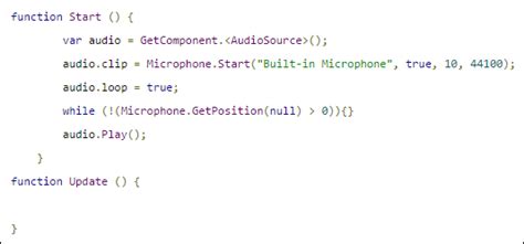 how do i get unity to playback a microphone input in real time unity