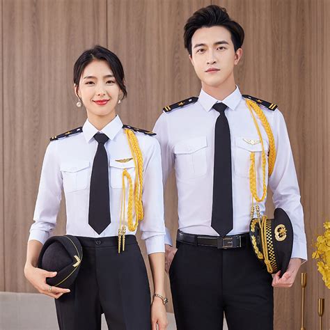 机长制服男女衬衫空少飞行员短袖酒店形象制服航空机师空乘服衬衣虎窝淘