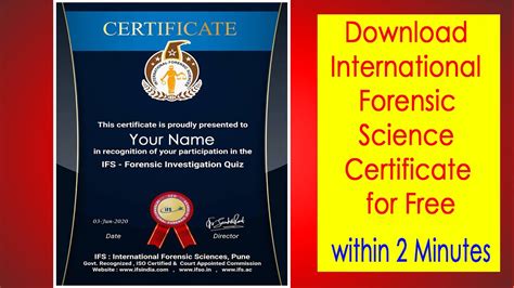 International Forensic Science Certificate Download For Free