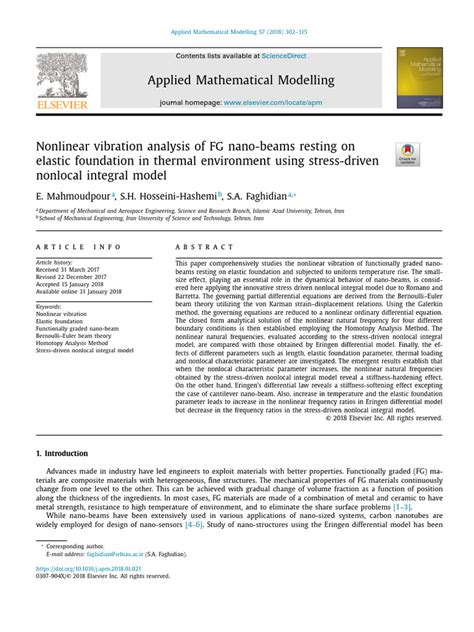 12nonlinear Vibration Analysis Of Fg Nano Beams Resting On Elastic Foundation In Thermal