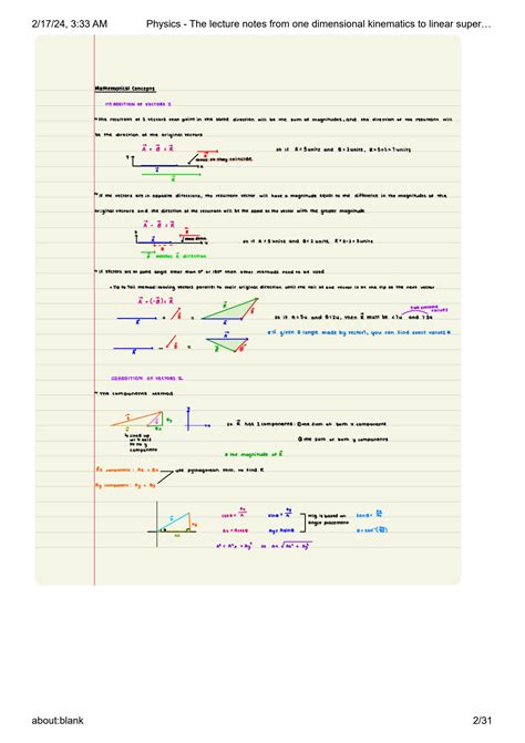 solution physics the lecture notes from one dimensional kinematics to