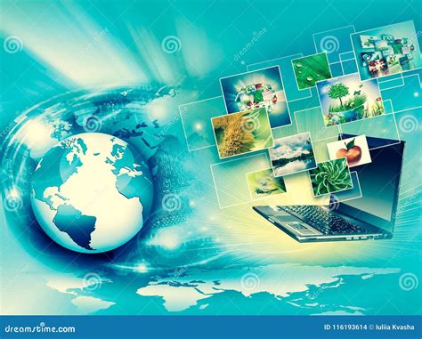 Computer Mobility Internet Communication And Cloud Computing Concept Laptop With Cloud Of