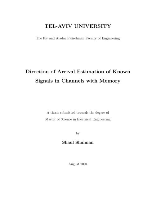 PDF Direction Of Arrival Estimation Of Known Signals In Channels With Memory