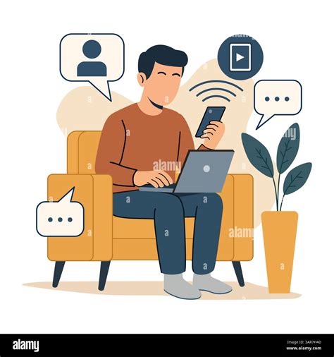 Man Using Texting While Working Stock Vector Images Alamy