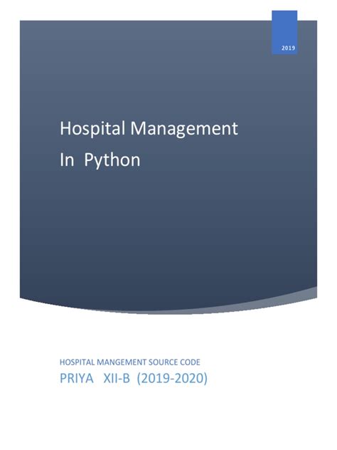 Hospital Mangement In Python Pdf Business