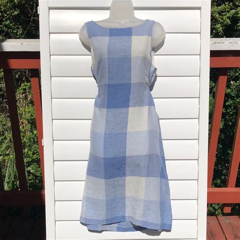 J Jill Dresses J Jill Blue And White Bateau Neck Midi Sundress